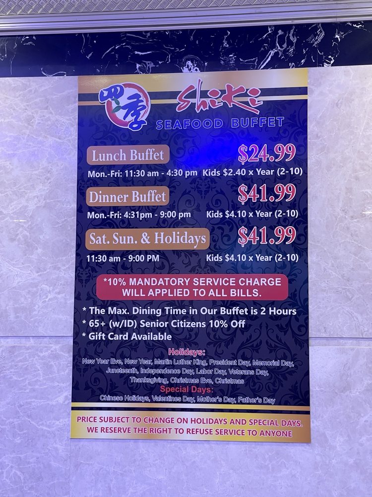 Menu - Shiki Seafood Buffet
